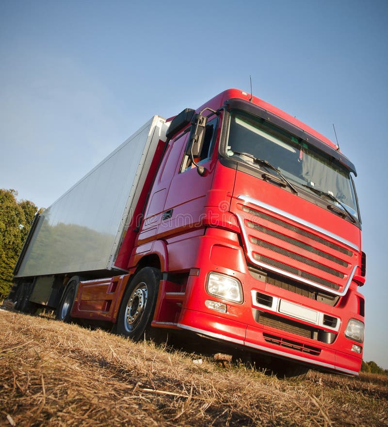 Red truck stock image. Image of parked, distribution - 23793305