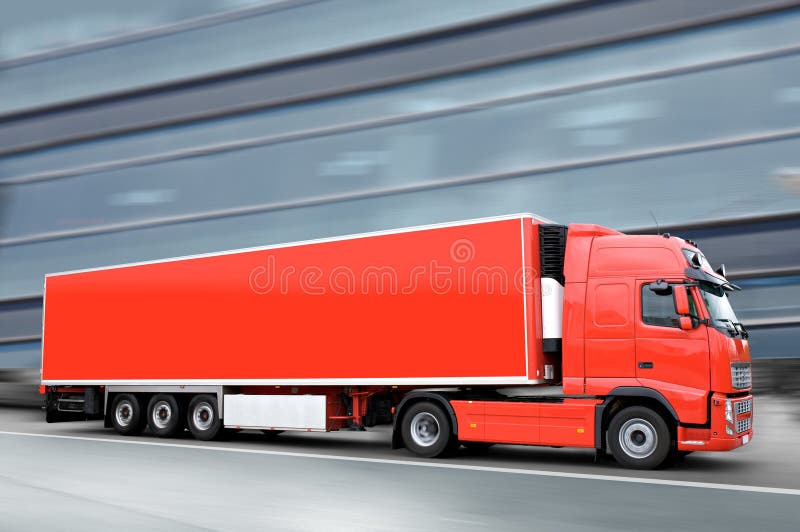 Red truck stock photo. Image of freight, storage, morning - 7724786