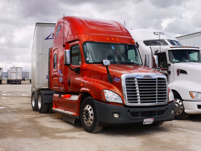 Red Truck editorial stock photo. Image of semitrailer - 83537753