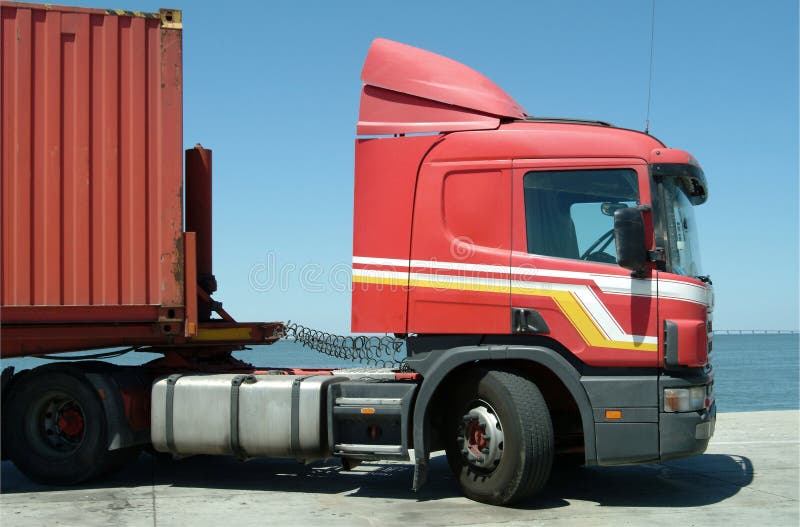 Semi Truck Sitting at a Loading Dock Stock Photo - Image of shipping ...