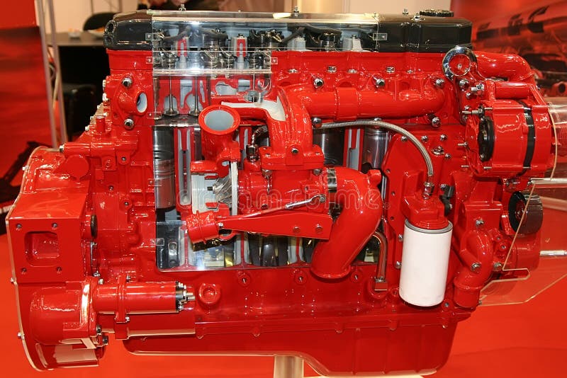 Red truck engine stock photo. Image of mechanical, auto - 5501418