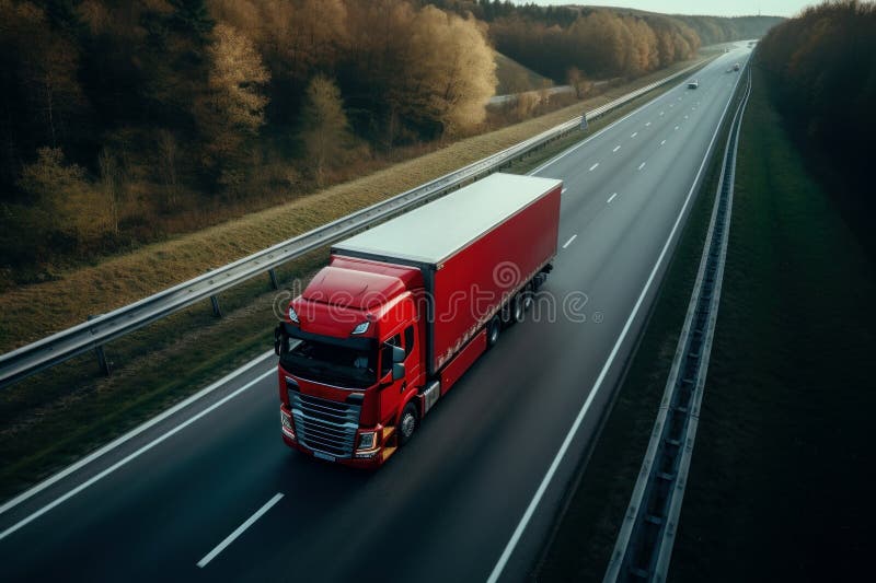 Red Truck Highway. Generate Ai Stock Illustration - Illustration of ...