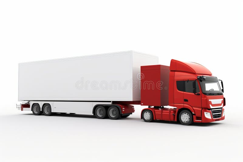 Red Truck White Lorry with Trailer Withe Stock Illustration ...