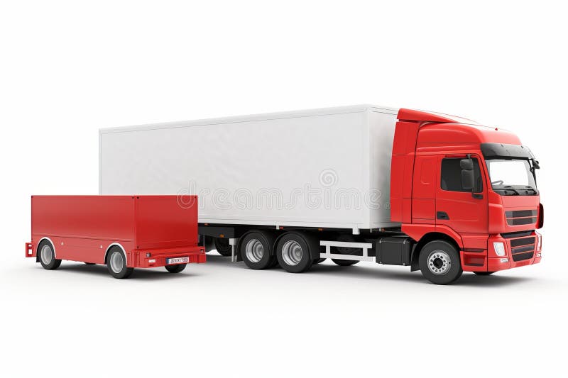 Red Truck White Lorry with Trailer Withe Stock Illustration ...