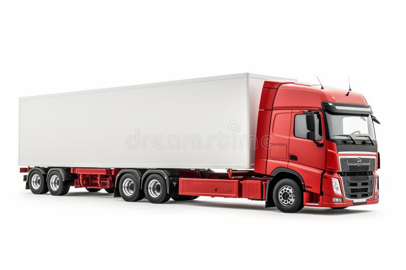 Red Truck White Lorry with Trailer Withe Stock Illustration ...