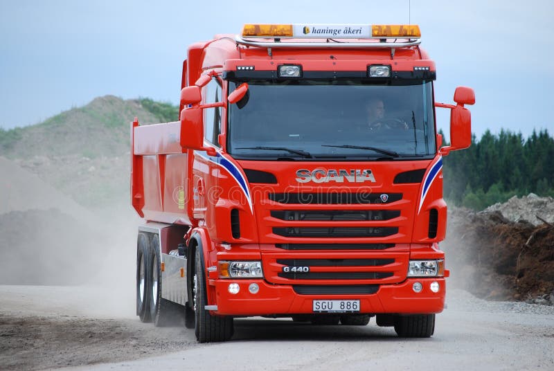Red Truck Scania editorial photo. Image of chrome, stone - 102788826