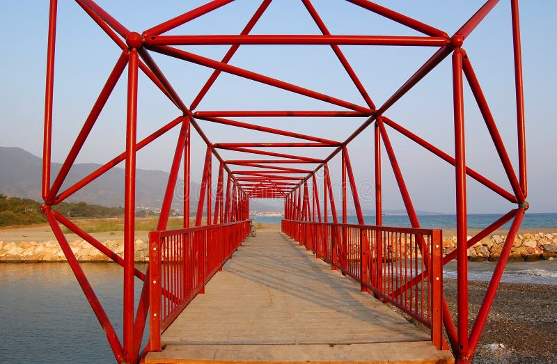 Red truss bridge stock image. Image of rocks, angle, bridge - 6268347