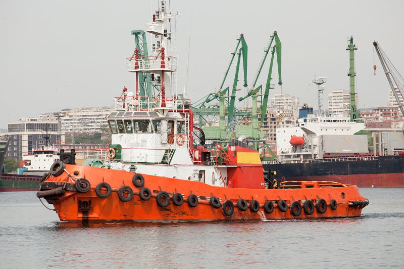 Red tug boat stock image. Image of metal, ship, navigate - 34109041