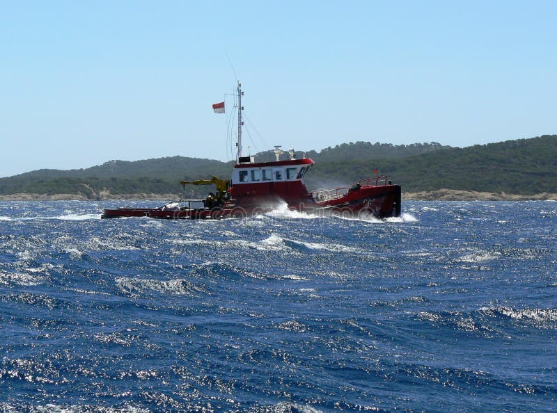 Red tug stock photo. Image of wind, spray, sailing, nature - 53201948