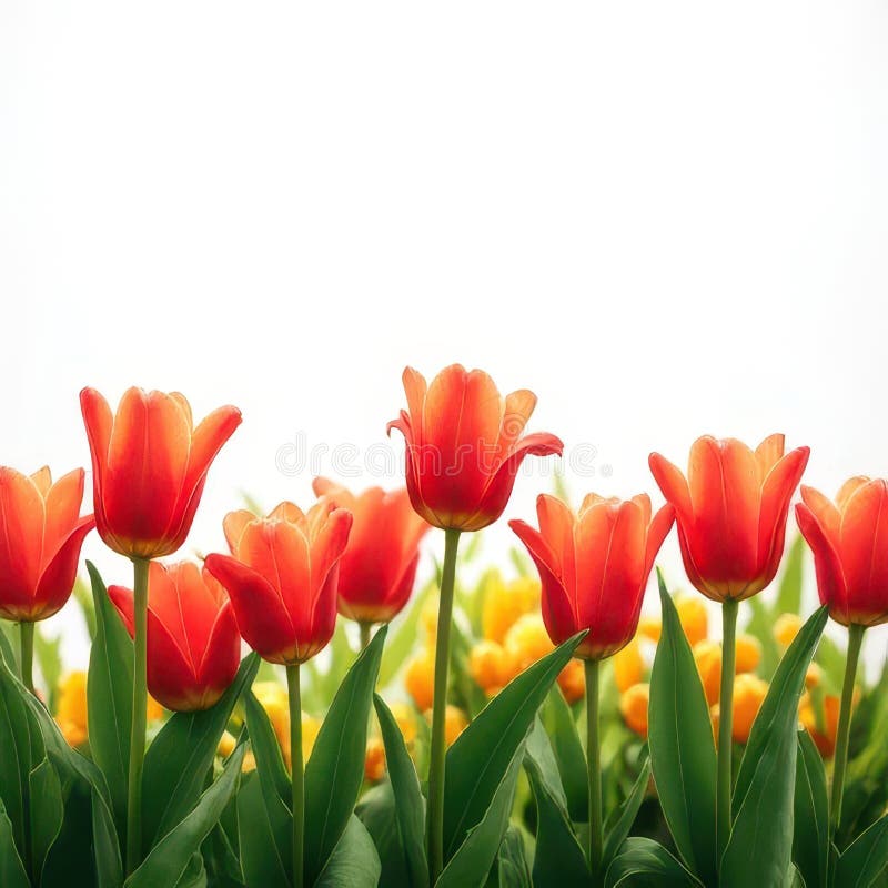 Red Tulip Border stock photo. Image of floral, flowers - 366830532