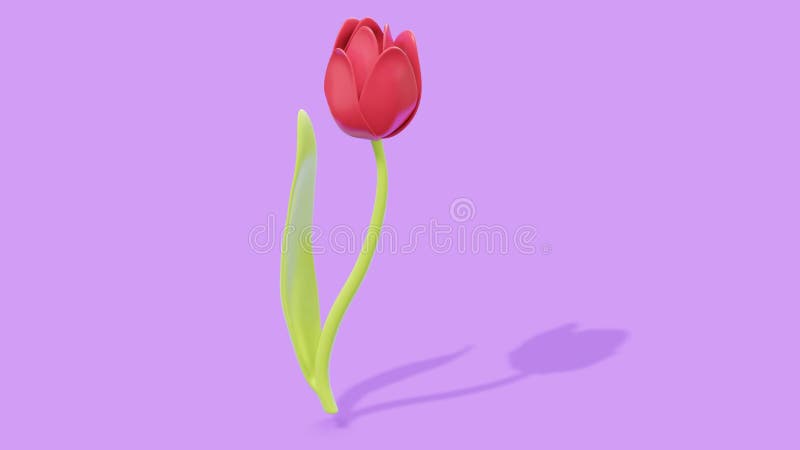 Red Tulip with Green Leaf. Abstract Loop Animation Stock Footage ...
