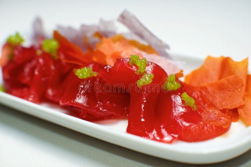 Red tuna view stock photo. Image of detail, asia, saucer - 139745758