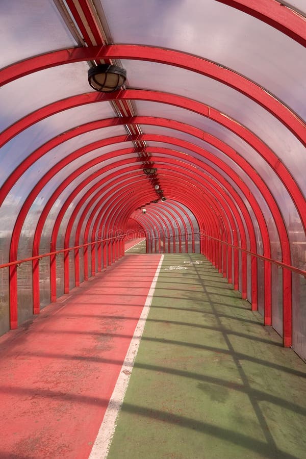 Red Tunnel 1 stock image. Image of foot, walkway, protected - 114319