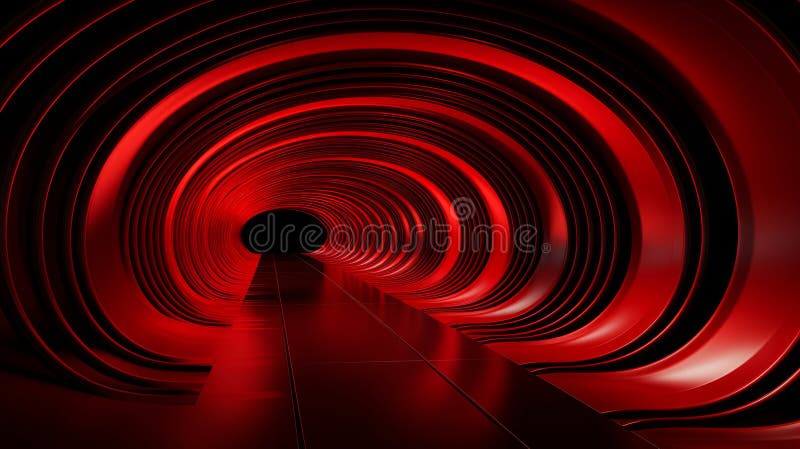 A Red Tunnel with a Black Floor and Red Walls Stock Illustration - Illustration of pattern ...