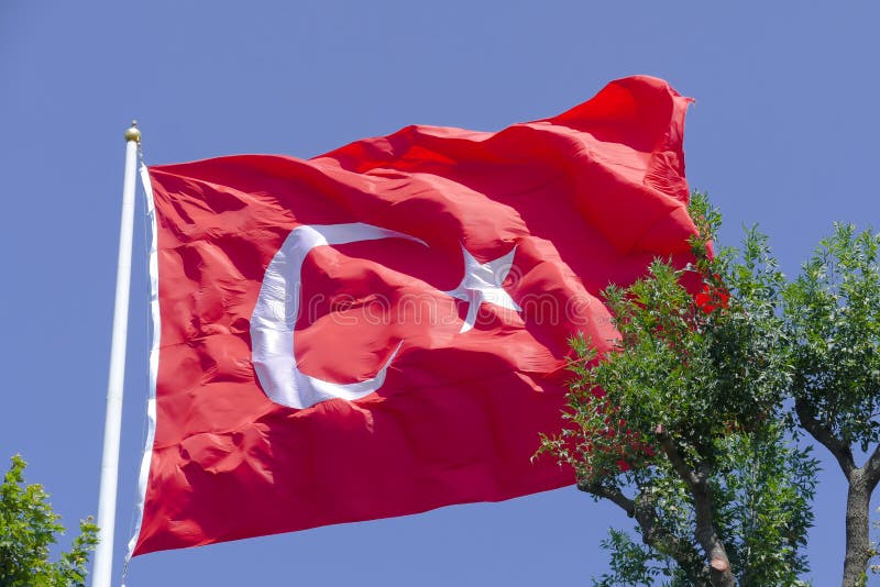 Red Turkey Flag on the Wind Stock Image - Image of flag, cloud: 234262089