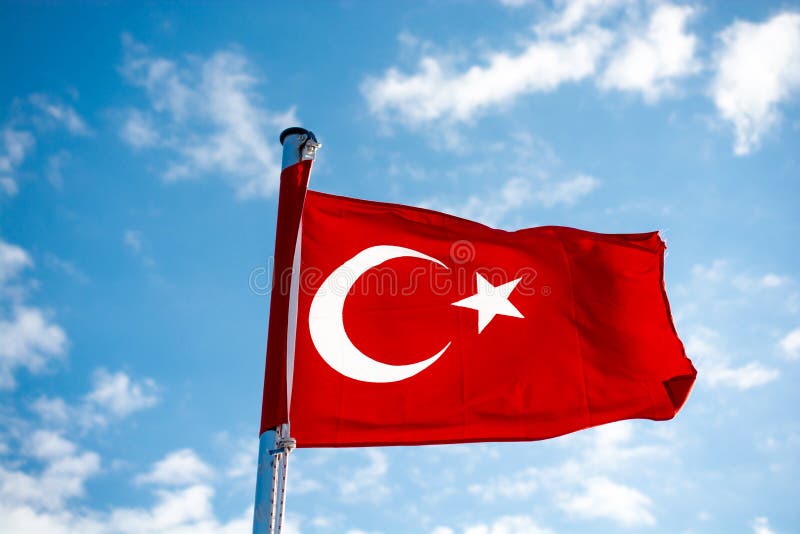 Red Turkish flag stock photo. Image of country, symbol - 119255184