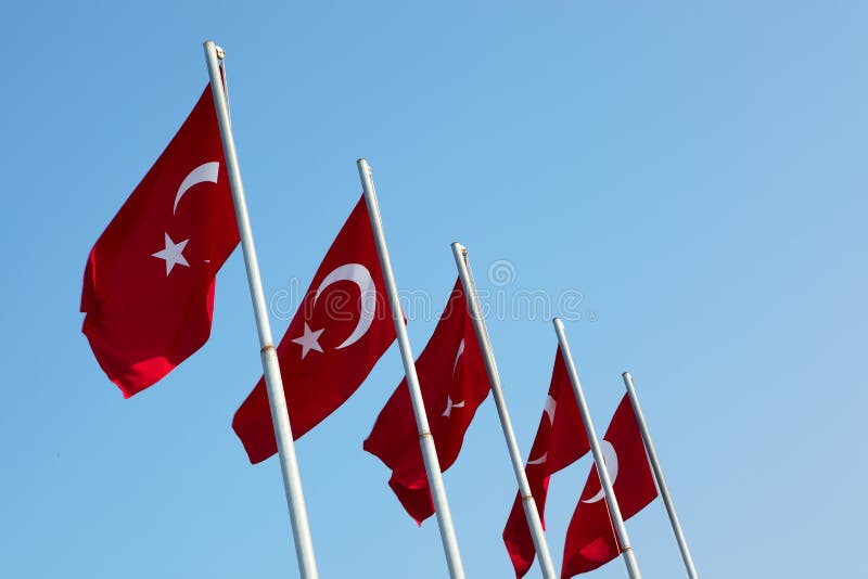 Red Turkish flags stock image. Image of blowing, turkey - 12028435