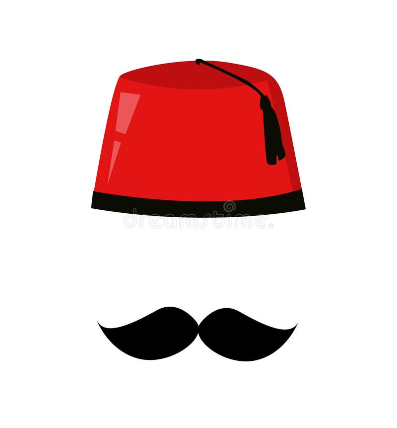 Turkish Fez Hat with Mustache Illustration Stock Vector - Illustration ...