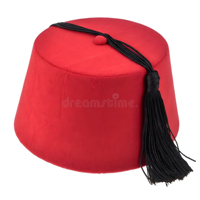 Red Turkish Hat Fez with Black Tassel Isolated on White Background ...