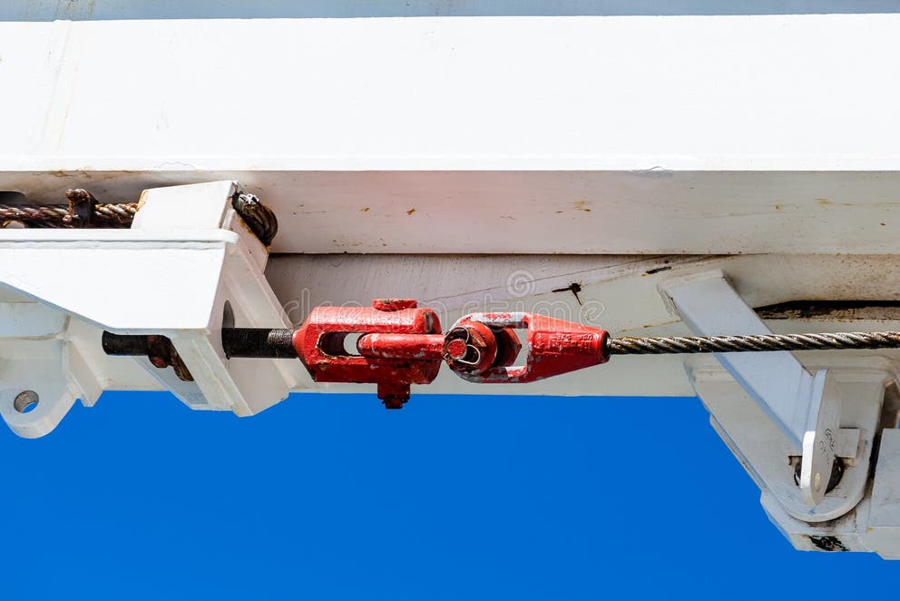 Red Turnbuckle Under White Steel Stock Image - Image of wire, naval ...