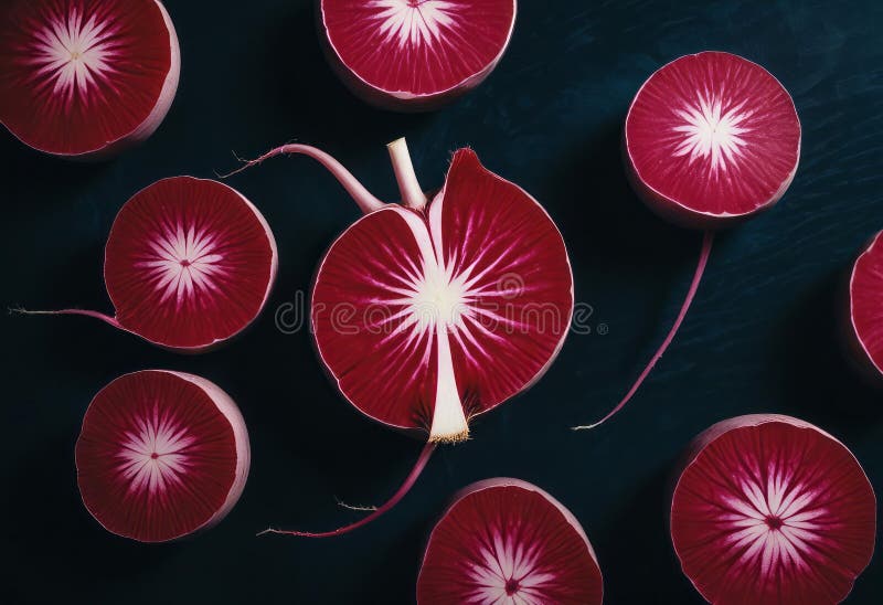 Red Turnip Over Black Background Stock Illustration - Illustration of ...