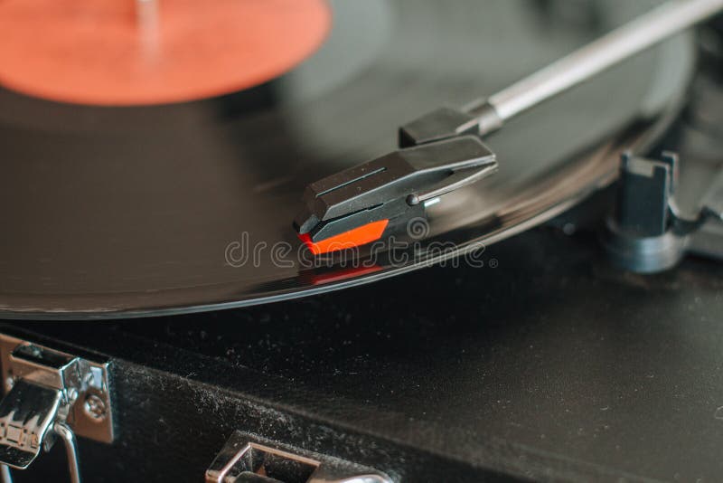 Red Turntable Headshell on a Vinyl Record Player Stock Image - Image of ...