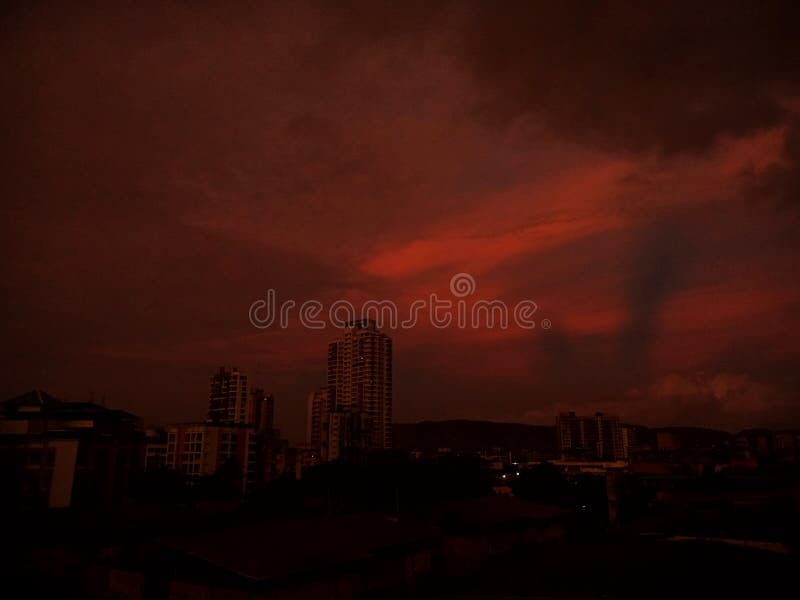 Red Twilight in the Evening in July Stock Photo - Image of july, nature ...