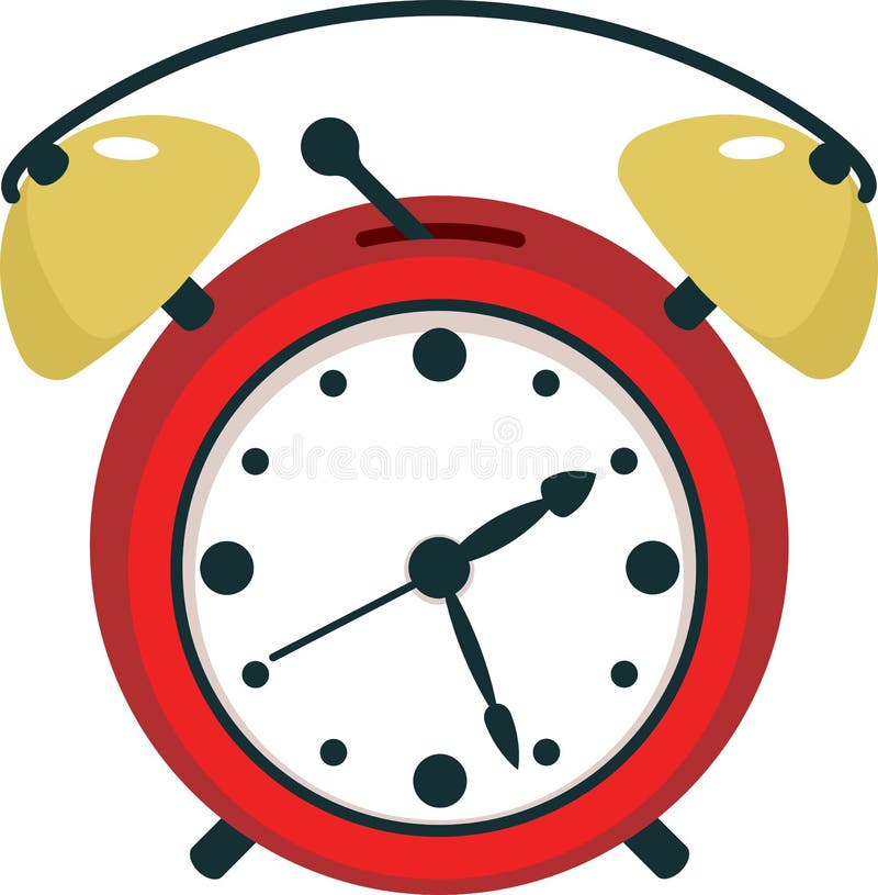 Red Twin Bell Alarm Clock in Flat Style Stock Illustration ...