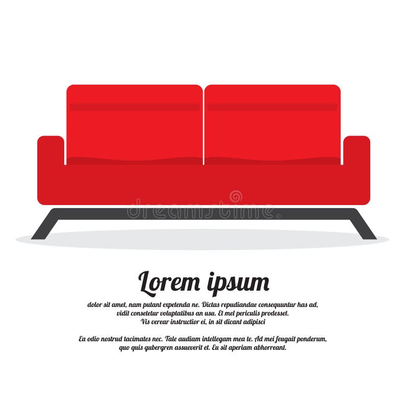 Red Two Seat Sofa stock vector. Illustration of seat - 41430420