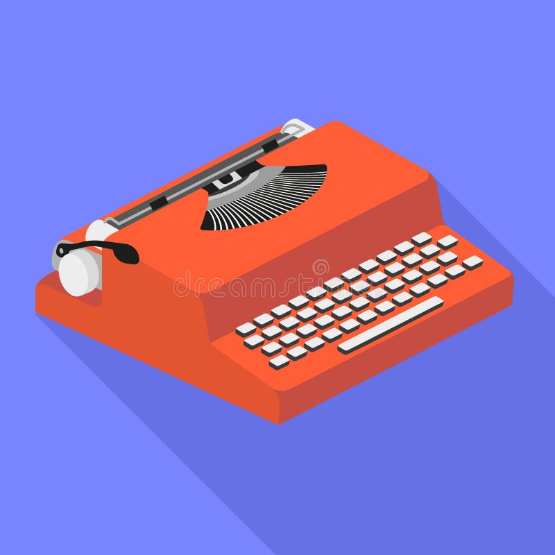 Red Typewriter Icon, Flat Style Stock Vector - Illustration of message ...