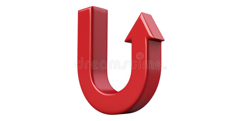 Red U-turn Arrow Pointing Right Isolated on Transparent Background ...