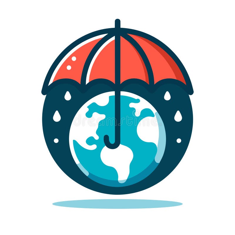 Red Umbrella Covering the Ground. Environmental Protection Concept ...