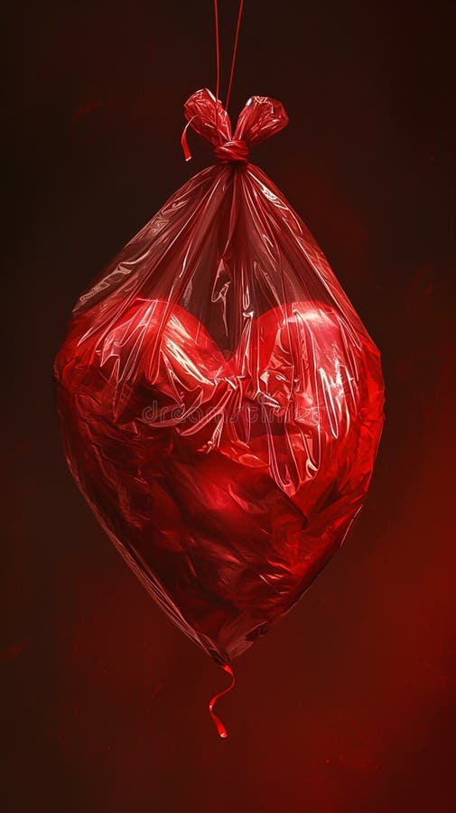 Red Heart Shaped Bag Hanging from a String Stock Illustration ...