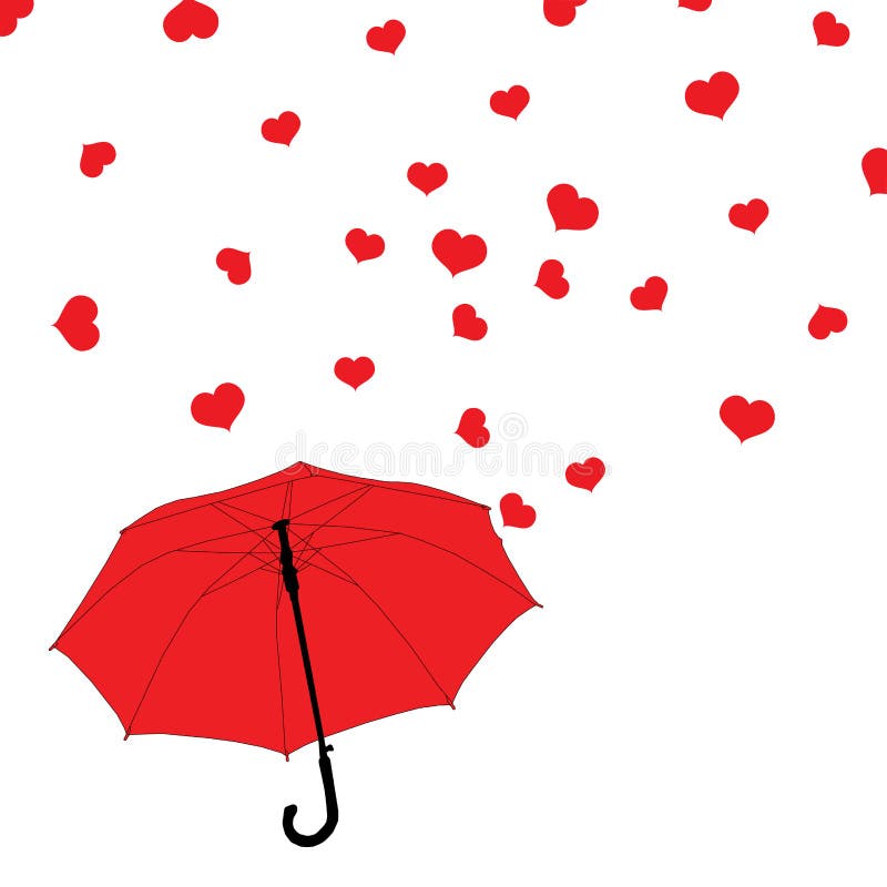 Red Umbrella and Rain of Hearts, Vector, Eps 10 Stock Vector ...