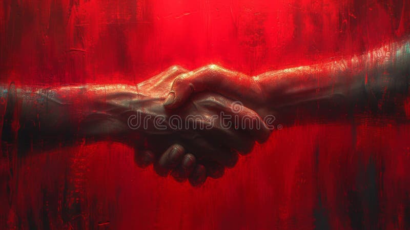 Red Unity - Abstract Handshake Painting Stock Photo - Image of ...