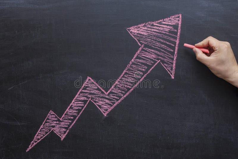 Red Up Arrow on the Chalkboard. the Concept of Success Stock Image ...