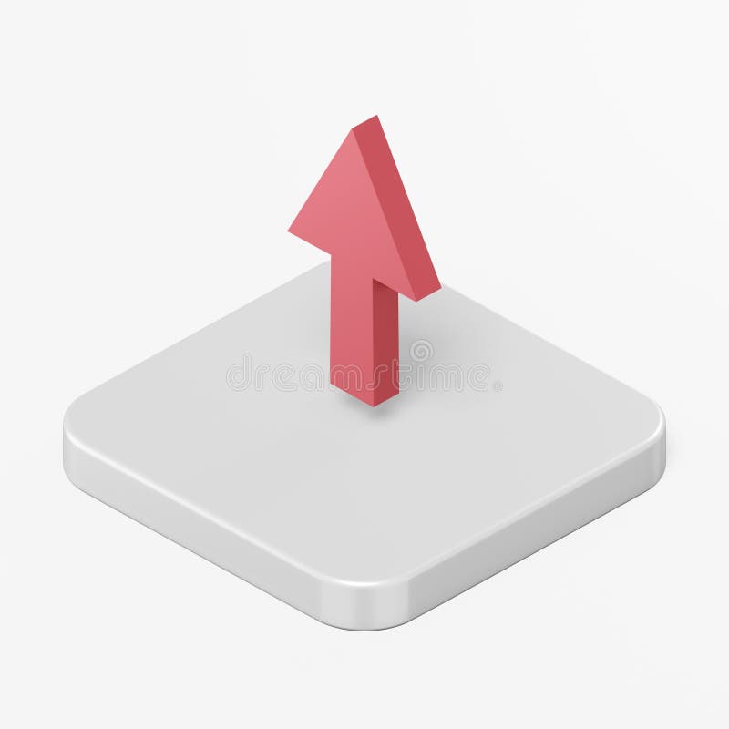 Red Up Arrow Icon. 3d Rendering Square Button Key Isometric View, Interface Ui Ux Element Stock ...