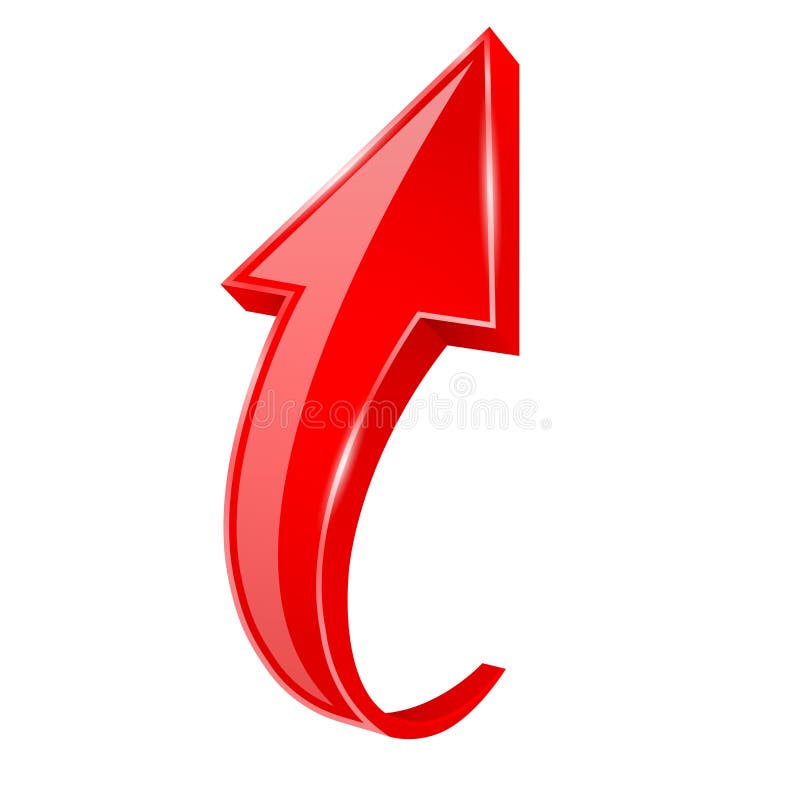 Red Bent Arrow. Down 3d Symbol Stock Vector - Illustration of graphic ...