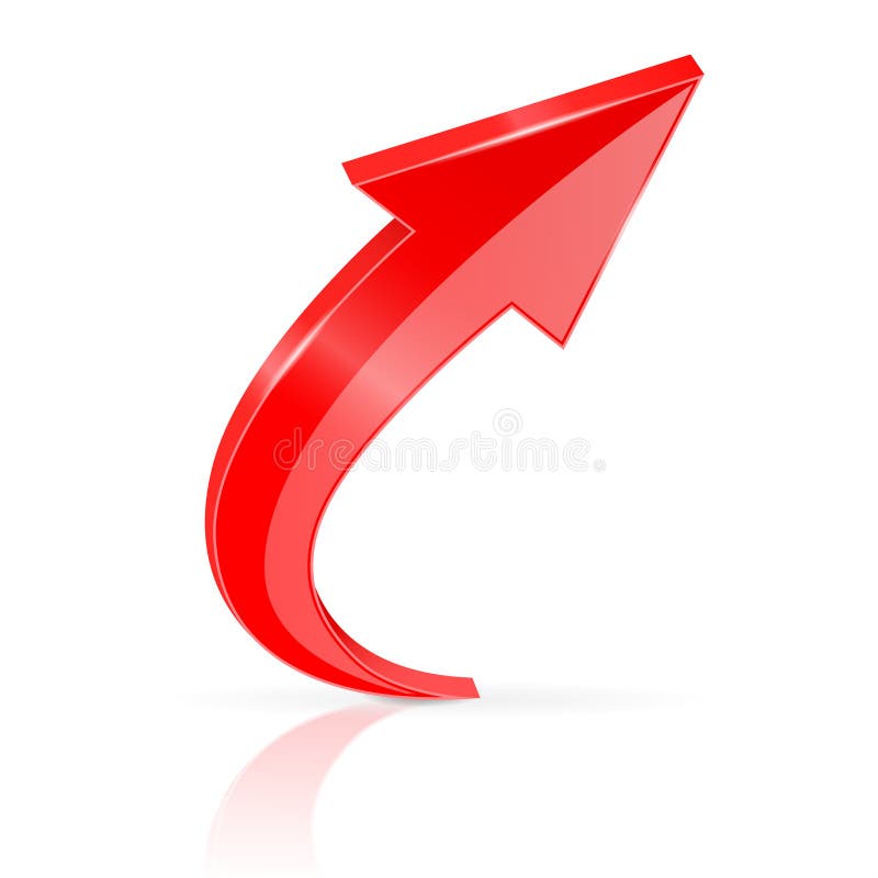 Red arrow. Shiny 3d symbol stock vector. Illustration of icon - 140265156