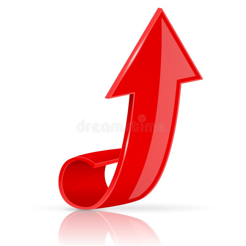 Red UP Arrow. Shiny 3d Sign Stock Vector - Illustration of white ...