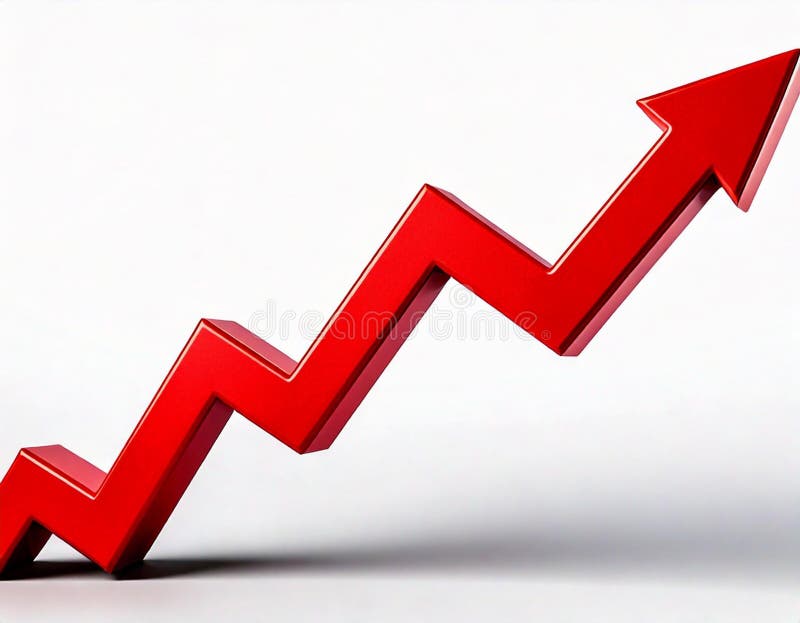 Red Upward Arrow Graph Showing Rising Trend Stock Illustration ...