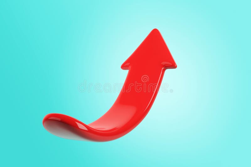 Red Upward Arrow on a Teal Background, Symbolizing Growth and Progress ...