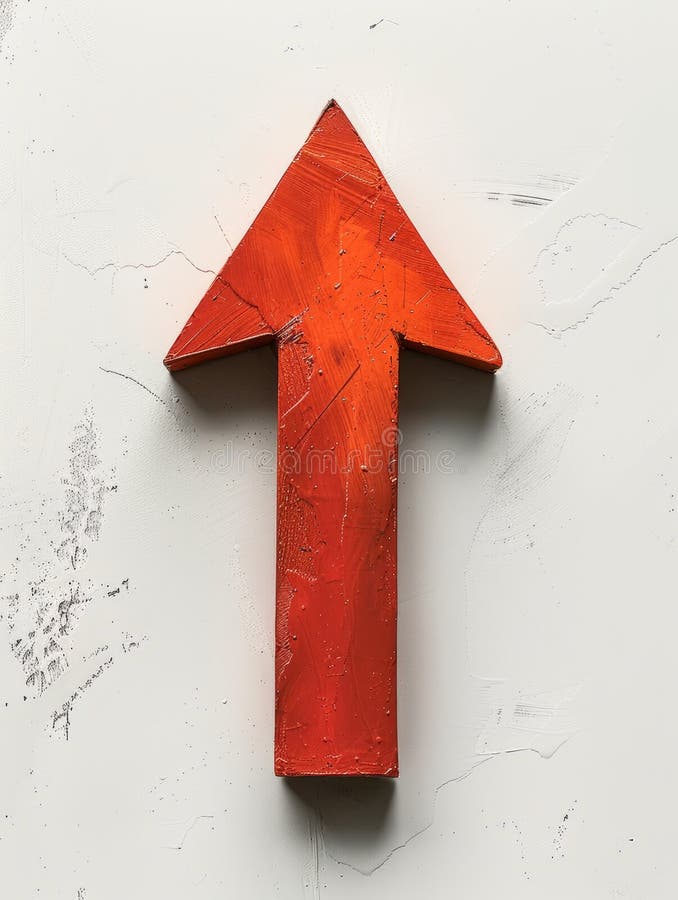 Red Upward-pointing Arrow on a Textured White Background. Stock Image ...