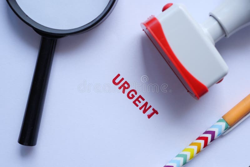 Red URGENT Word Stamp on a White Paper Stock Photo - Image of courier ...