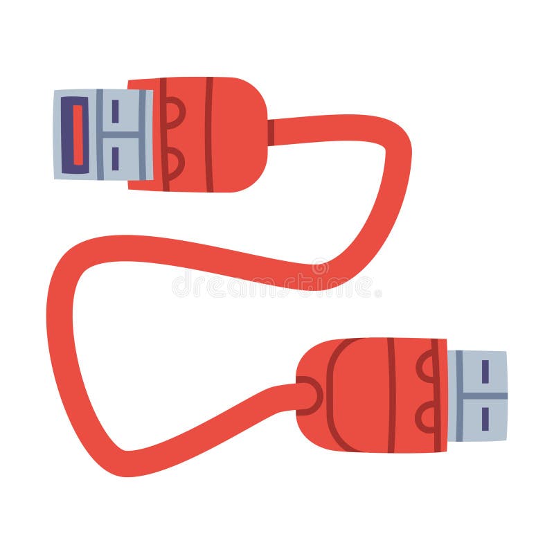 Red Usb Cable As Personal Computer Accessory and Component Vector ...