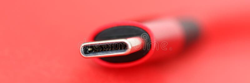 Red Usb Cable End Lying on Table Stock Photo - Image of power, contact ...
