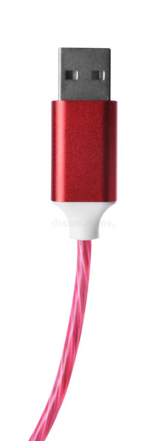 Red USB Cable Isolated on White. Modern Technology Stock Image - Image ...