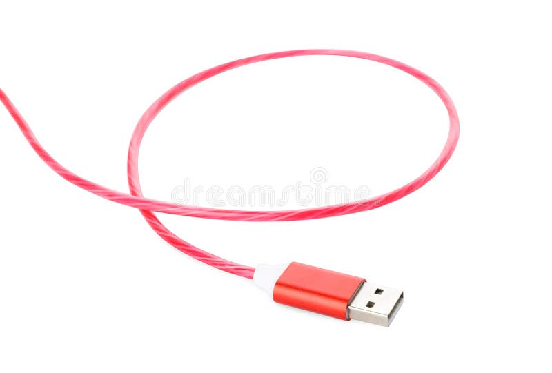 Red USB Cable Isolated on White. Modern Technology Stock Image - Image ...