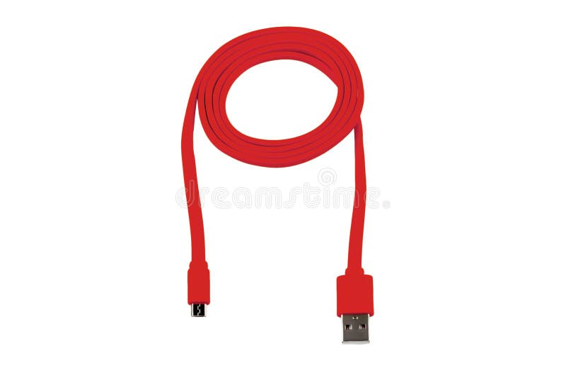 Cable with USB, Micro USB, Lightning and Type-C Connector, Isolated on ...