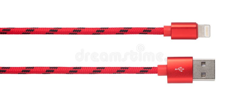 Red USB Cable for Phone and Tablet Stock Photo - Image of mobile ...